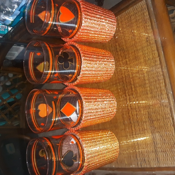 Hi-Jak Corp | Other | Set Of 4 Vintage Playing Card Glass Es With ...
